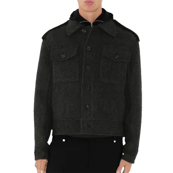 Mens Classic Black Wool Jacket | Double Melange Wool Jacket