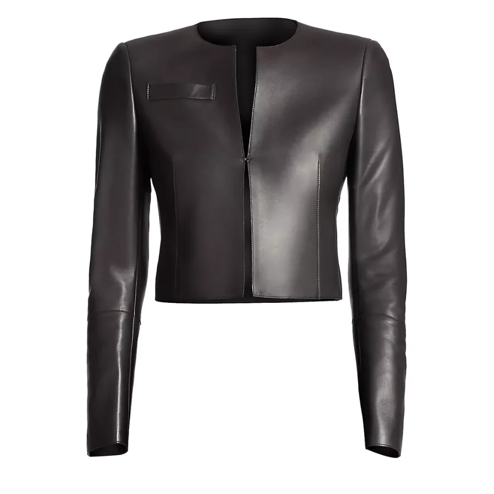 Margret Cropped Premium Black Leather Jacket | Cropped Jacket