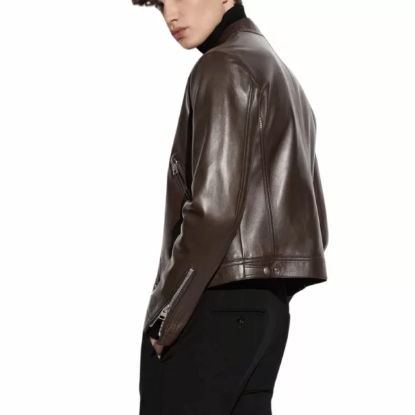 Classic Brown Leather Racer Jacket | Cafe Racer Style Jacket
