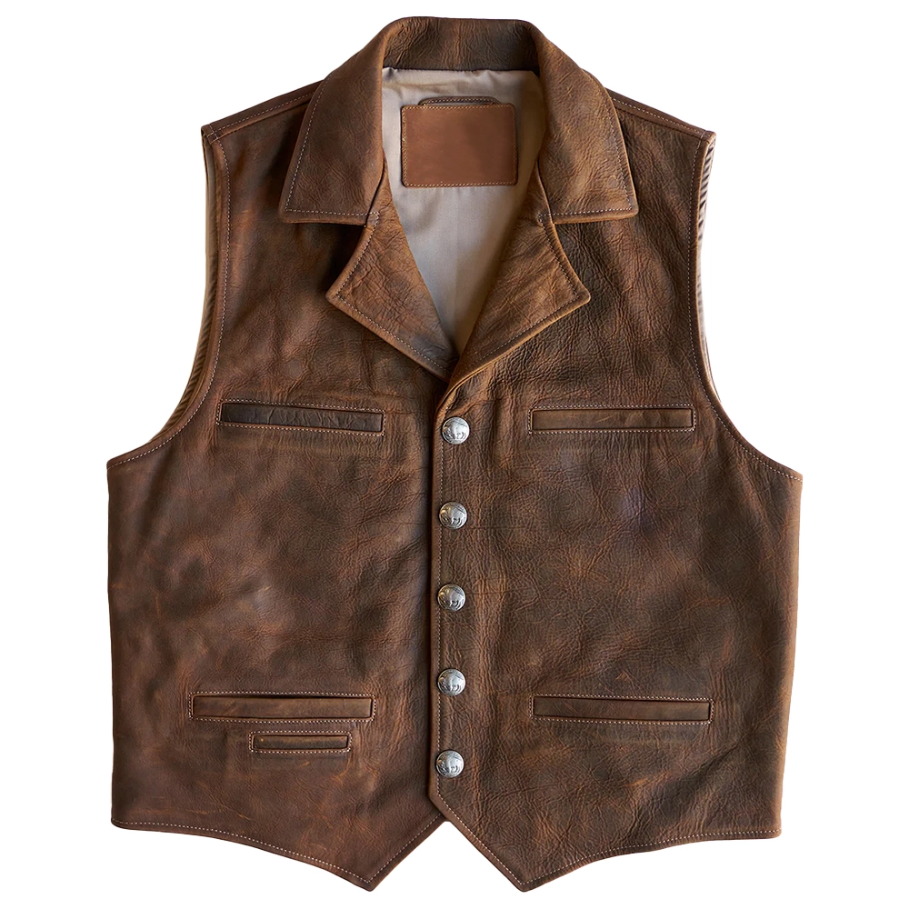 Boone Dark Brown Vest In Leather | Vest For Men