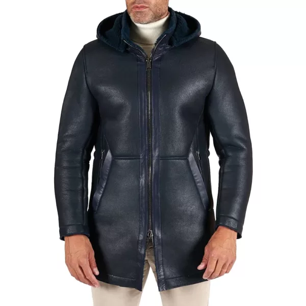 Stylish Dark Blue Leather Jacket - Perfect for Winters