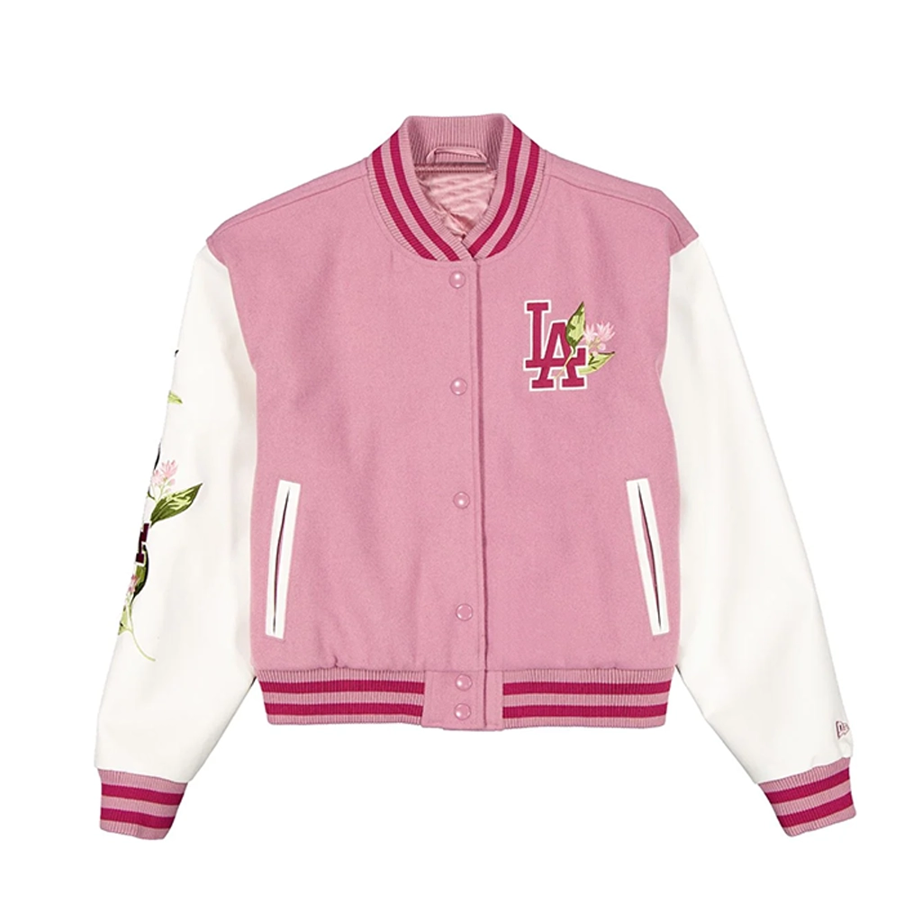 Dodgers Floral Pink Varsity Jacket | LA Dodgers Floral Pink Jacket