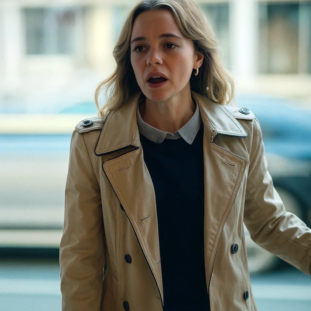The Rainmaker S01 Sarah Plankmore Beige Coat | Buy Now